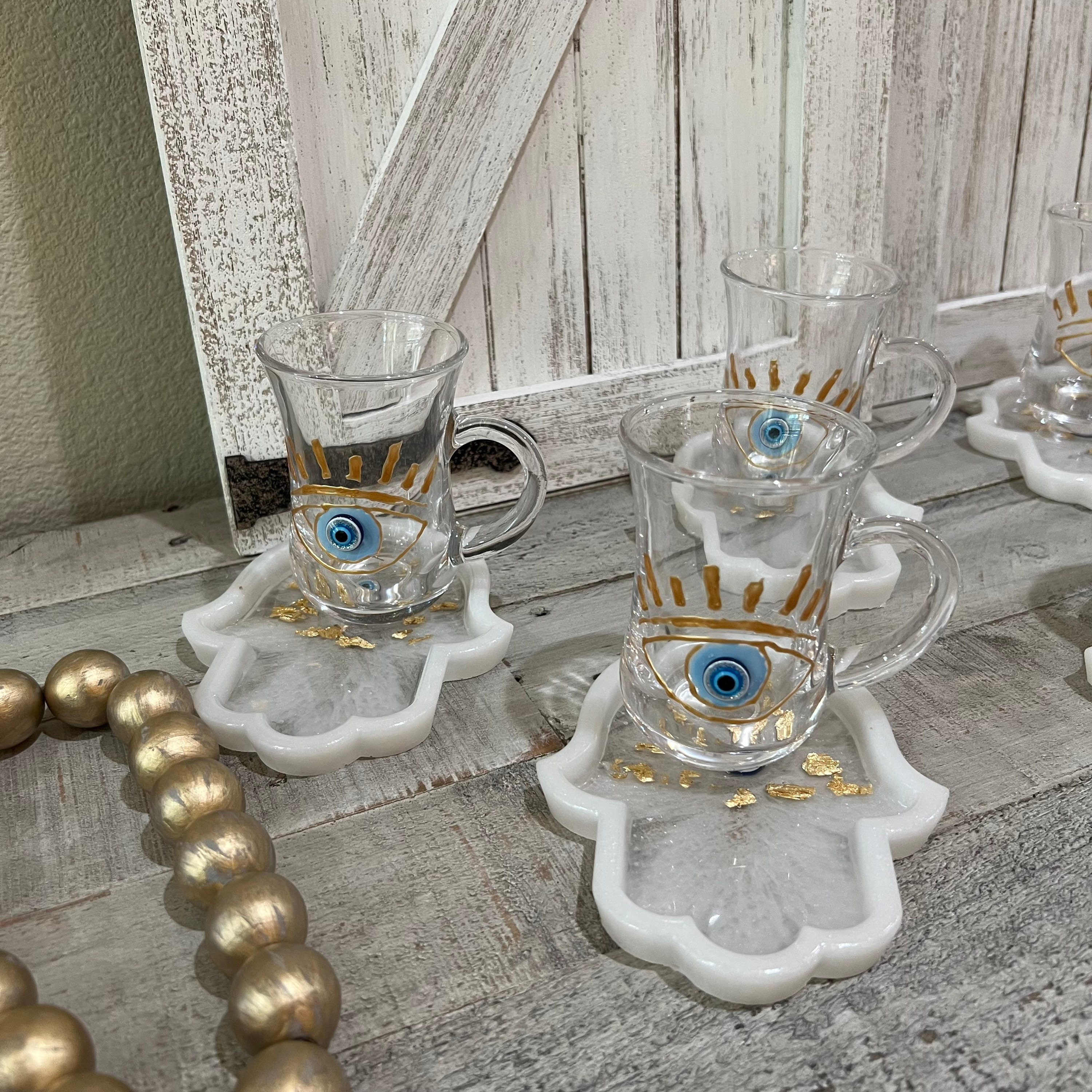 Evil Eye & Hamsa Tea/coffee Set: 6 Cups Tea/coffee Set With - Etsy