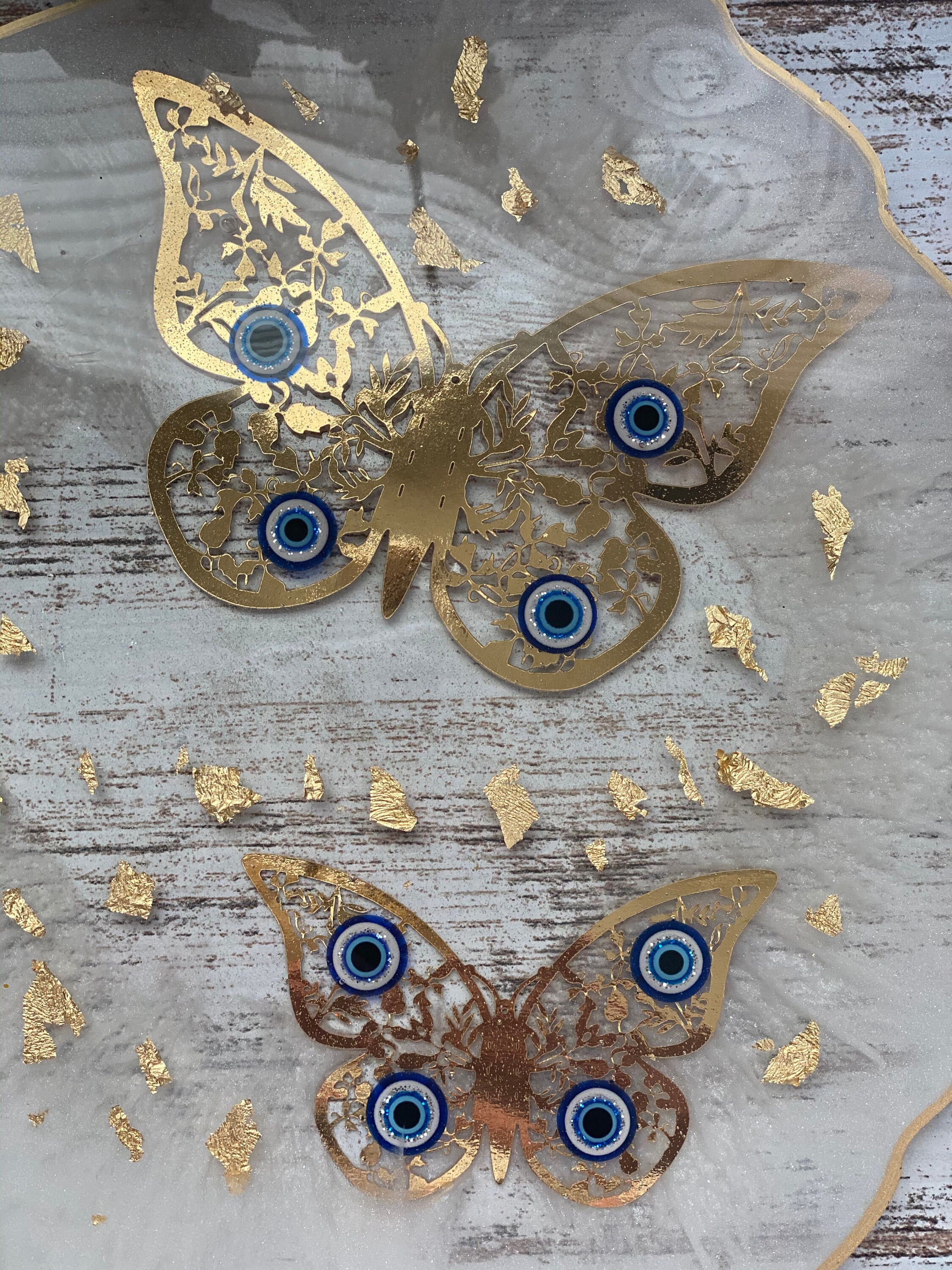 Evil Eye Butterfly Tray Agate Style | Options of Gold or Silver ...