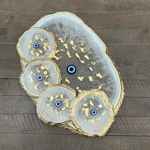 Evil Eye Tray and Coasters Set | Gold or Silver - Etsy