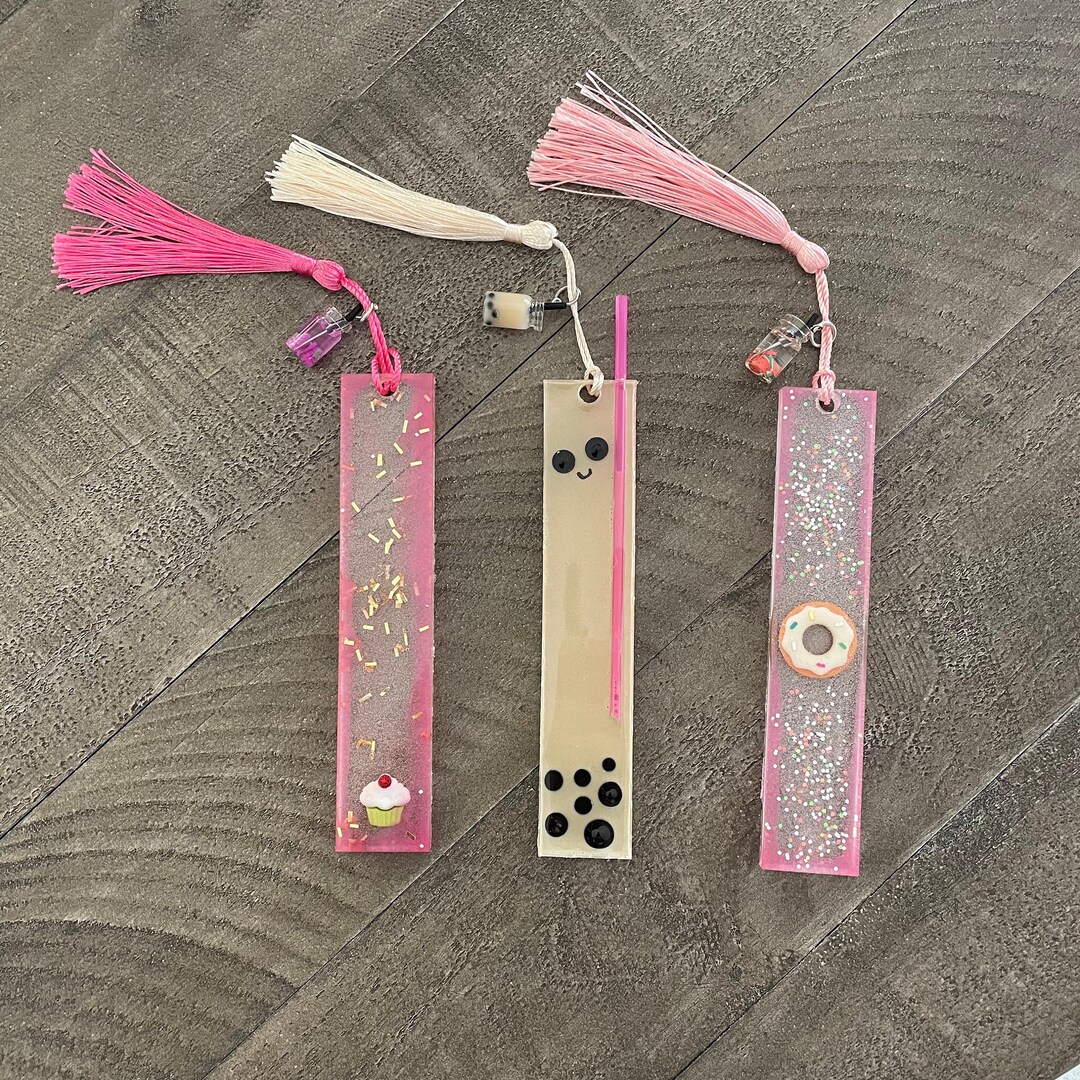Cute Resin Bookmarks | Choice of Boba Drink & Straw , Donut Theme or ...