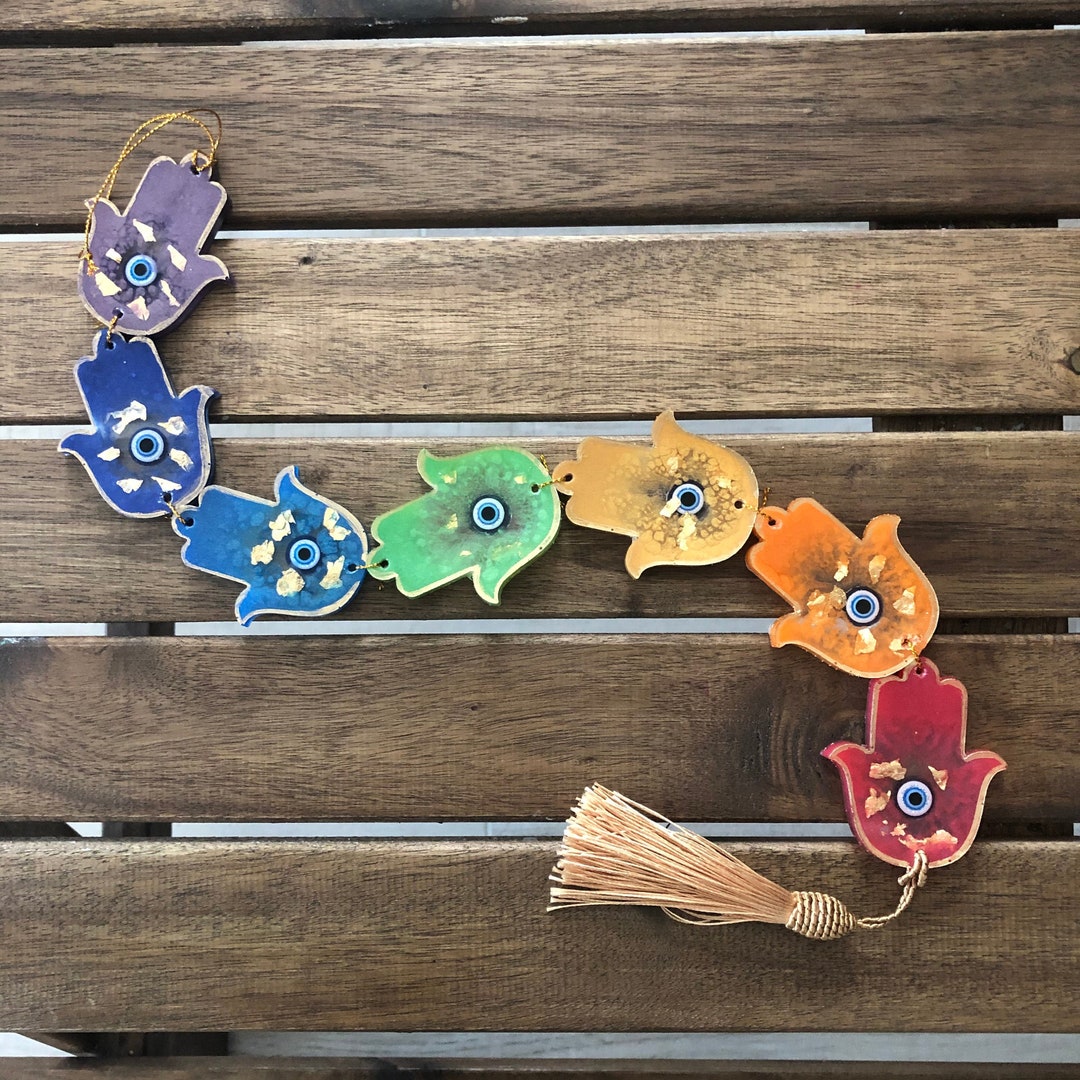 Hamsa Evil Eye Chakra Wall Hanging | Yoga Decoration | Wall Art ...