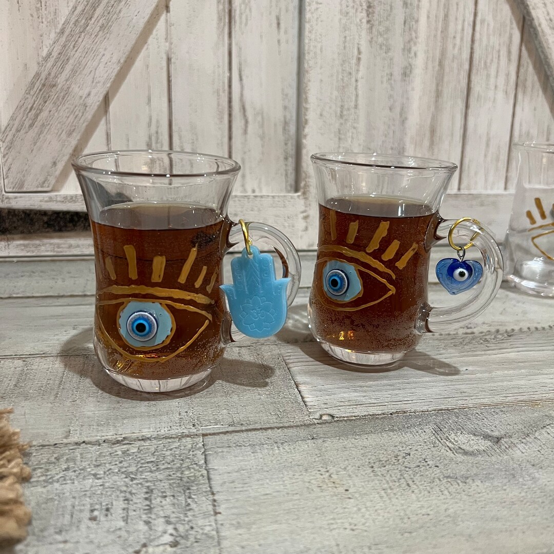 Evil Eye & Hamsa Tea/coffee Set: 6 Cups | Tea/coffee Set With Resin ...