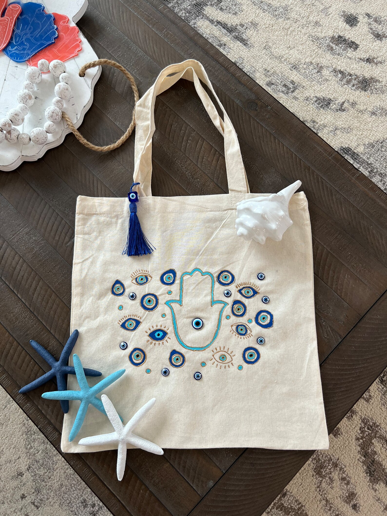 Evil Eye Hand Painted Tote Bag Gift | Creative Gift | With or Without ...