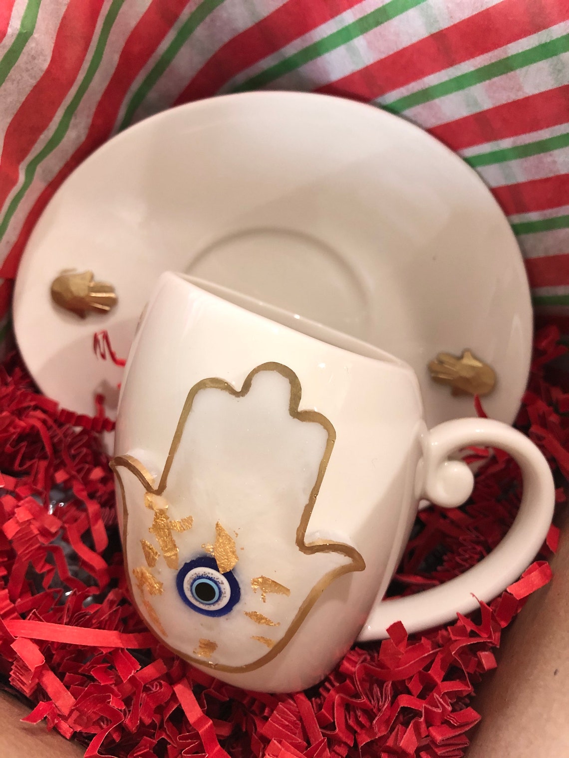 Hamsa Evil Eye Espresso/tea Cup (5.5 Oz) | Christmas Gift - Etsy