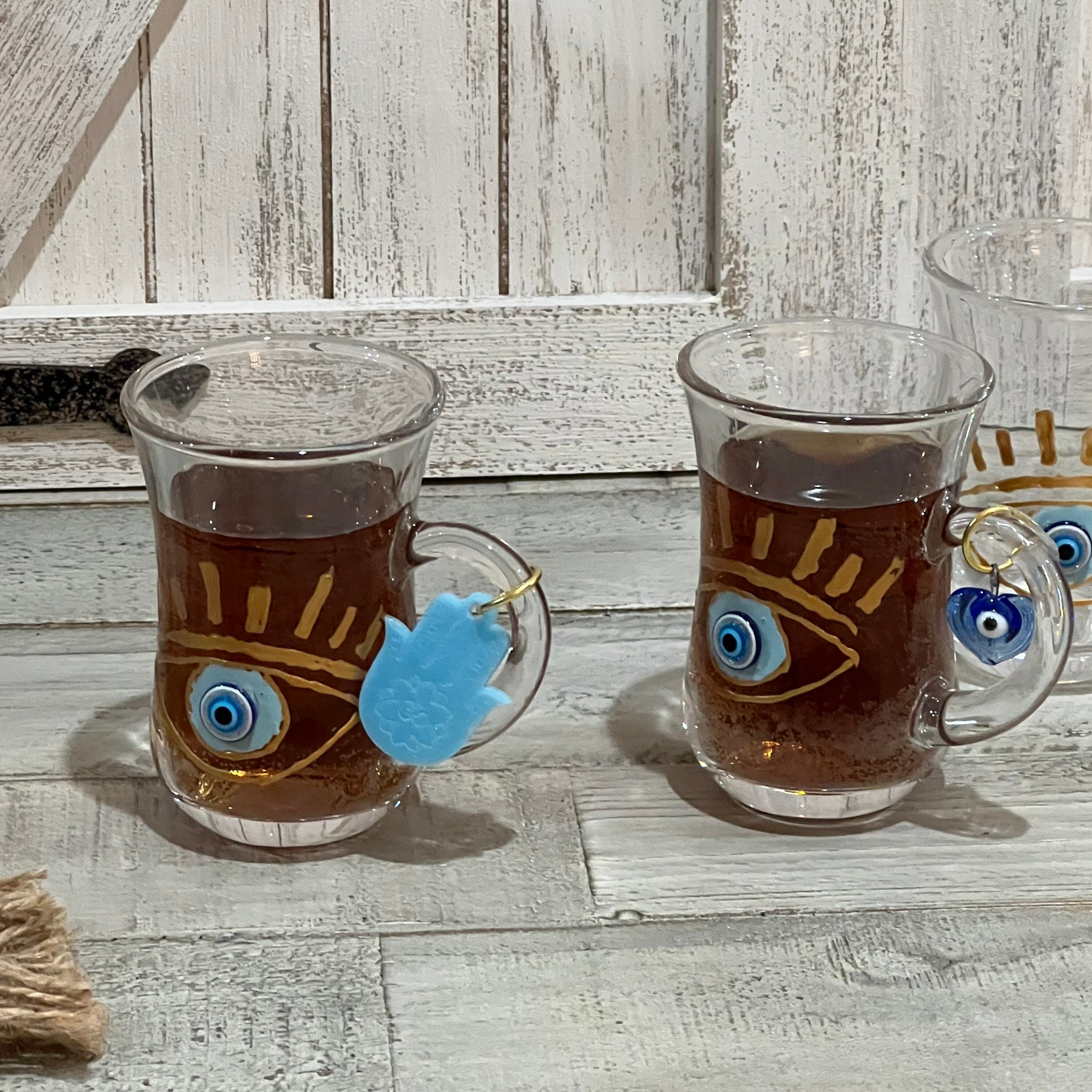 Evil Eye & Hamsa Tea/coffee Set: 6 Cups Tea/coffee Set With - Etsy