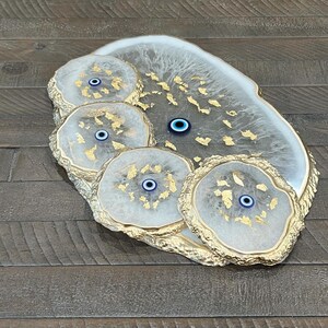 Evil Eye Tray and Coasters Set | Gold or Silver - Etsy