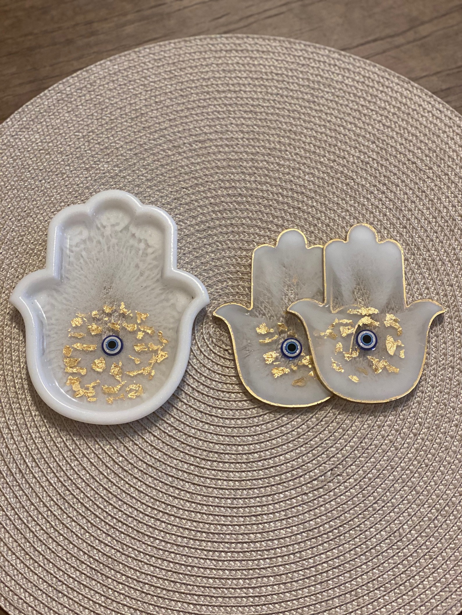 Hamsa Evil Eye Coaster Trinket Set: Two Hamsa Coasters One - Etsy