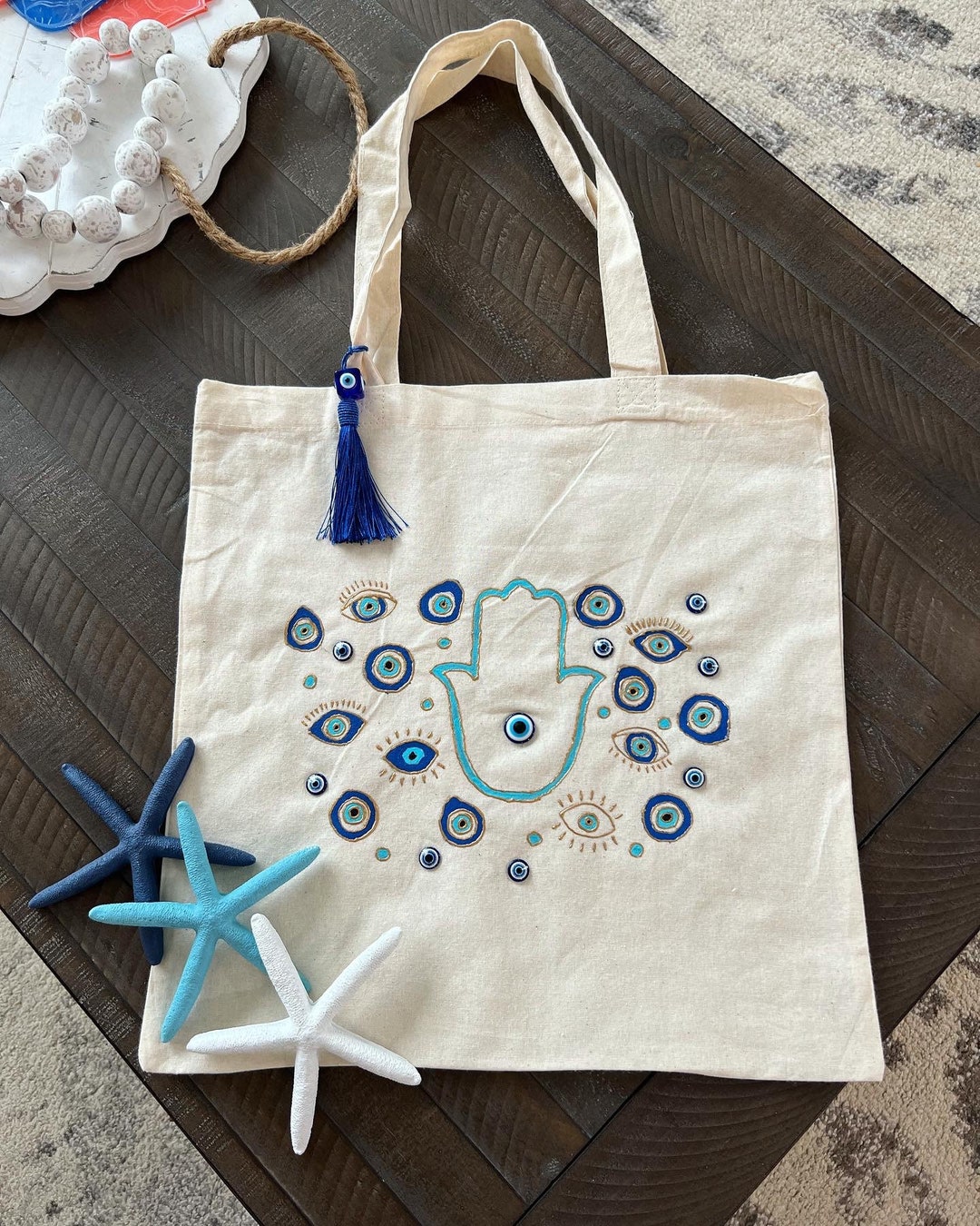 Evil Eye Hand Painted Tote Bag Gift | Creative Gift | With or Without ...
