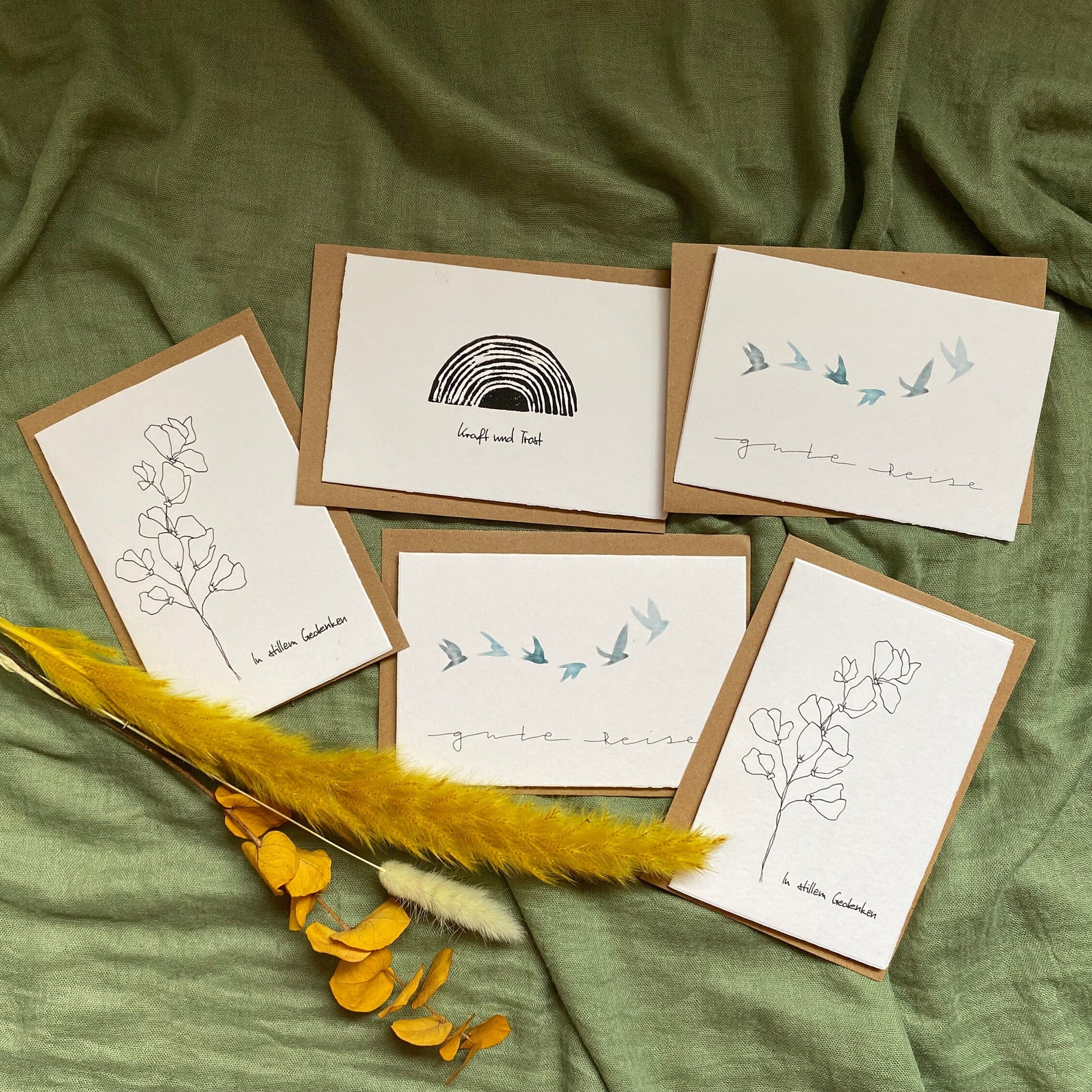 Set of 5 Mourning Cards Condolence Cards - Etsy