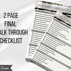 Final Walk Through Checklist Buyer's Agent Real Estate | Etsy