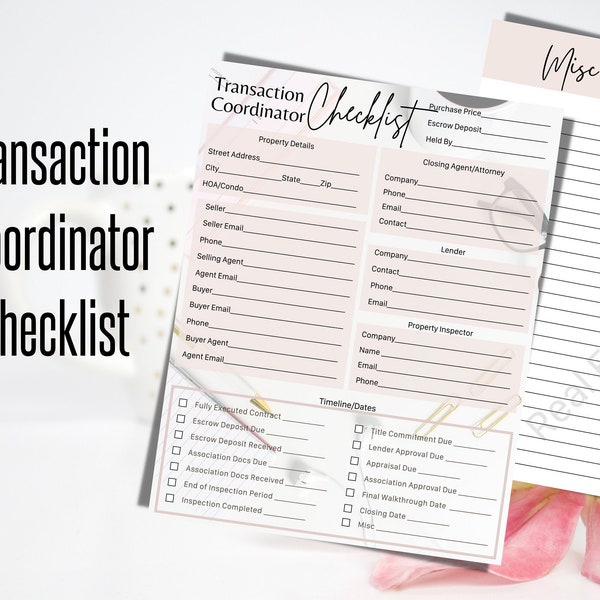 Transaction Coordinator Tracking Sheet - Etsy