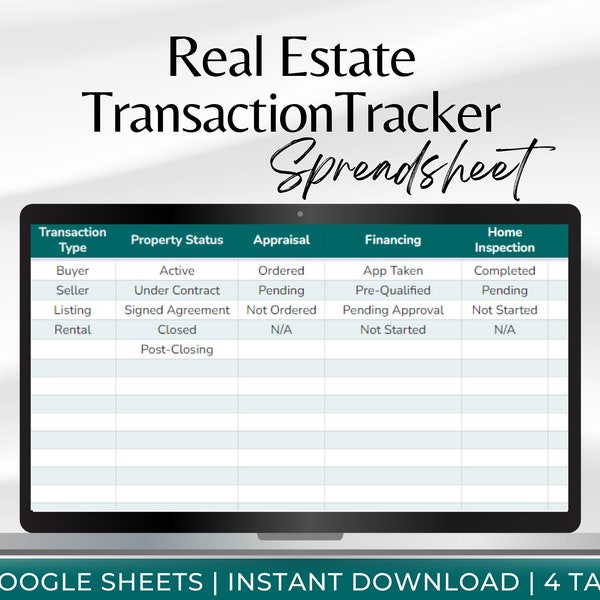 Real Estate Commissions Tracker - Etsy