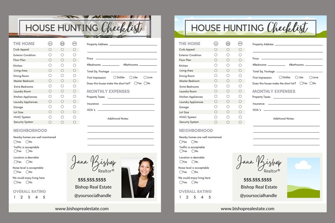 House Hunting Checklist Real Estate Marketing Real Estate | Etsy