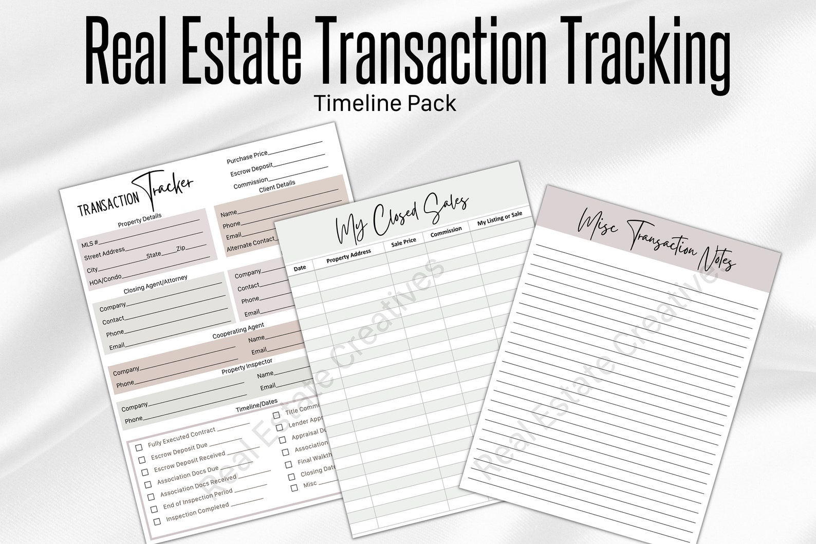 Real Estate Transaction Tracker & Real Estate Agent Planner, Closed ...