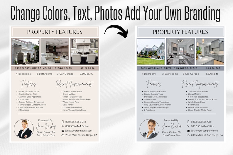 Real Estate Home Feature Sheet Flyer Template, Real Estate Marketing ...