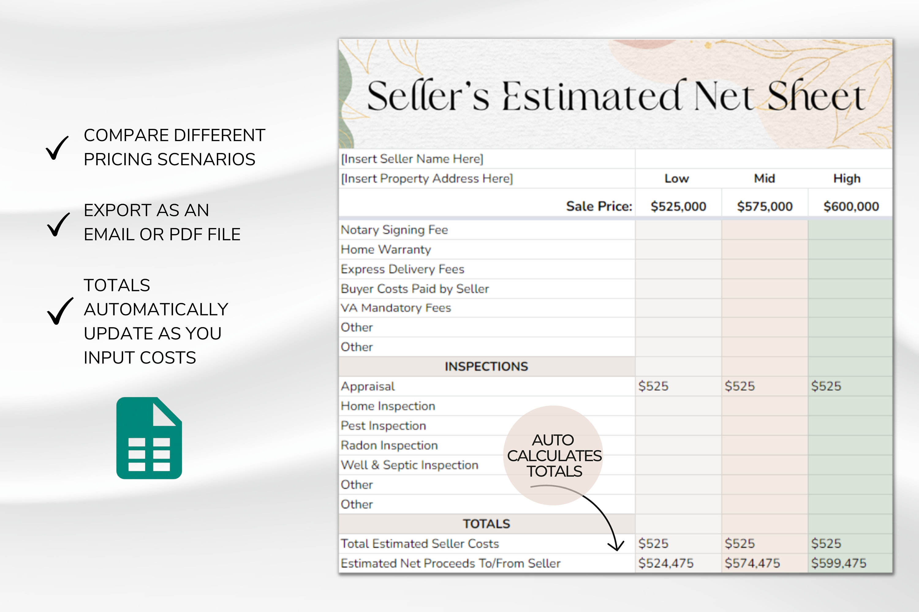 Multiple Offers and Net Sheet Spreadsheet Bundle, Real Estate ...