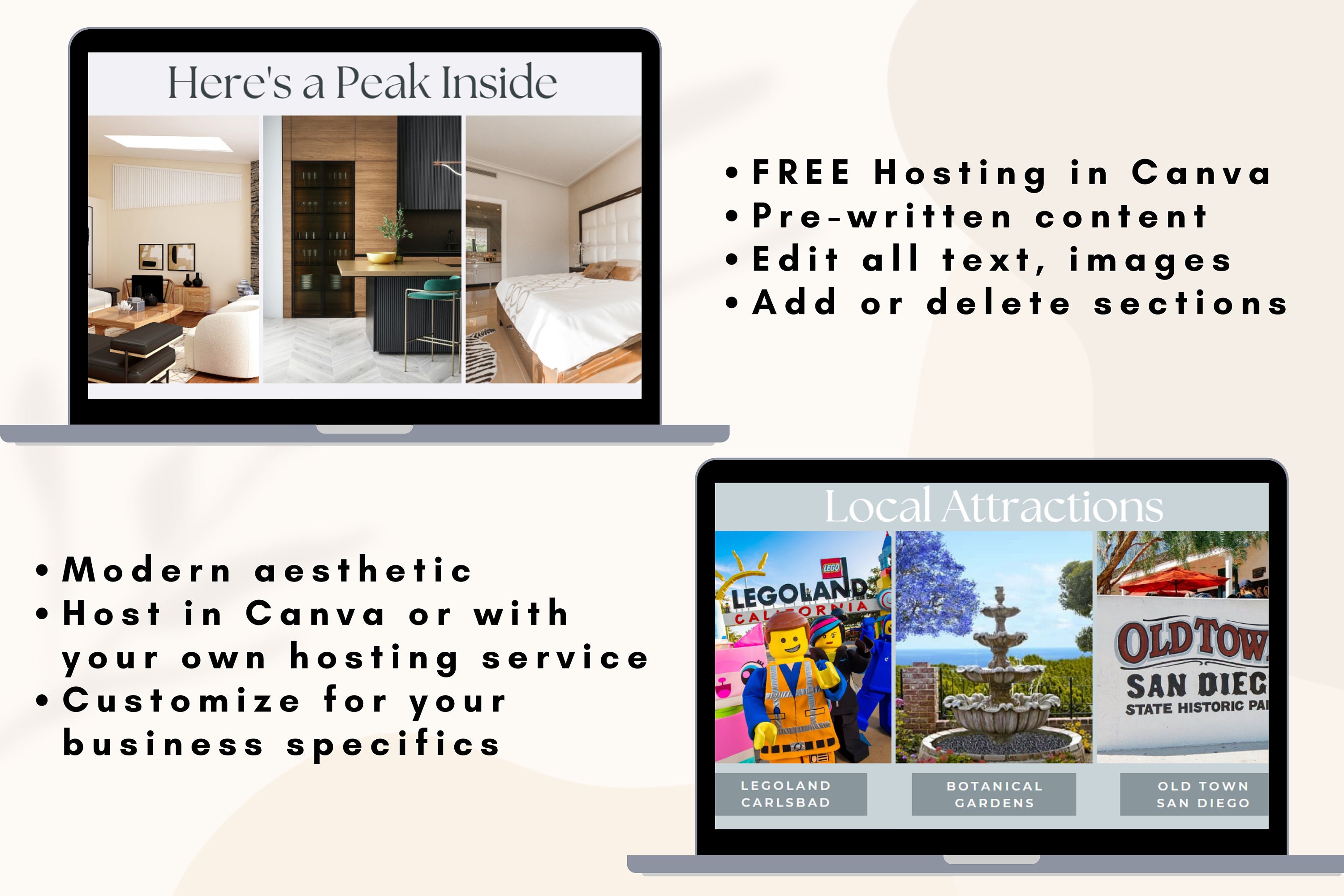 Airbnb Website Template, Vrbo Vacation Home Rental Marketing, Canva ...