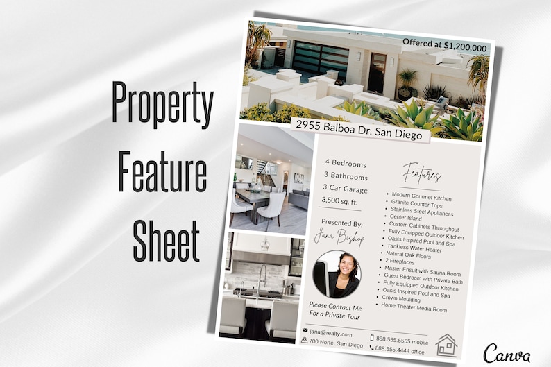 Real Estate Feature Sheet, Real Estate Home Information Sheet, Real ...