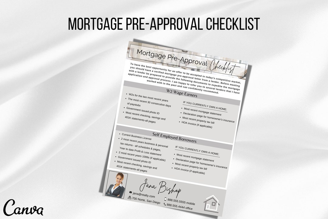 Mortgage Pre-approval Checklist, Realtor Flyer, Mortgage Process, Real ...