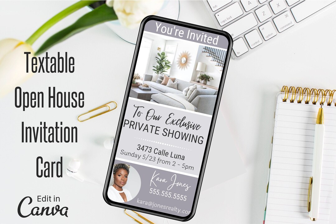 Textable Open House Card, Real Estate Open House Invitation Text ...