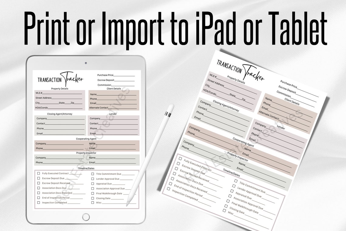 Real Estate Transaction Timeline and Closed Sales Tracking - Etsy