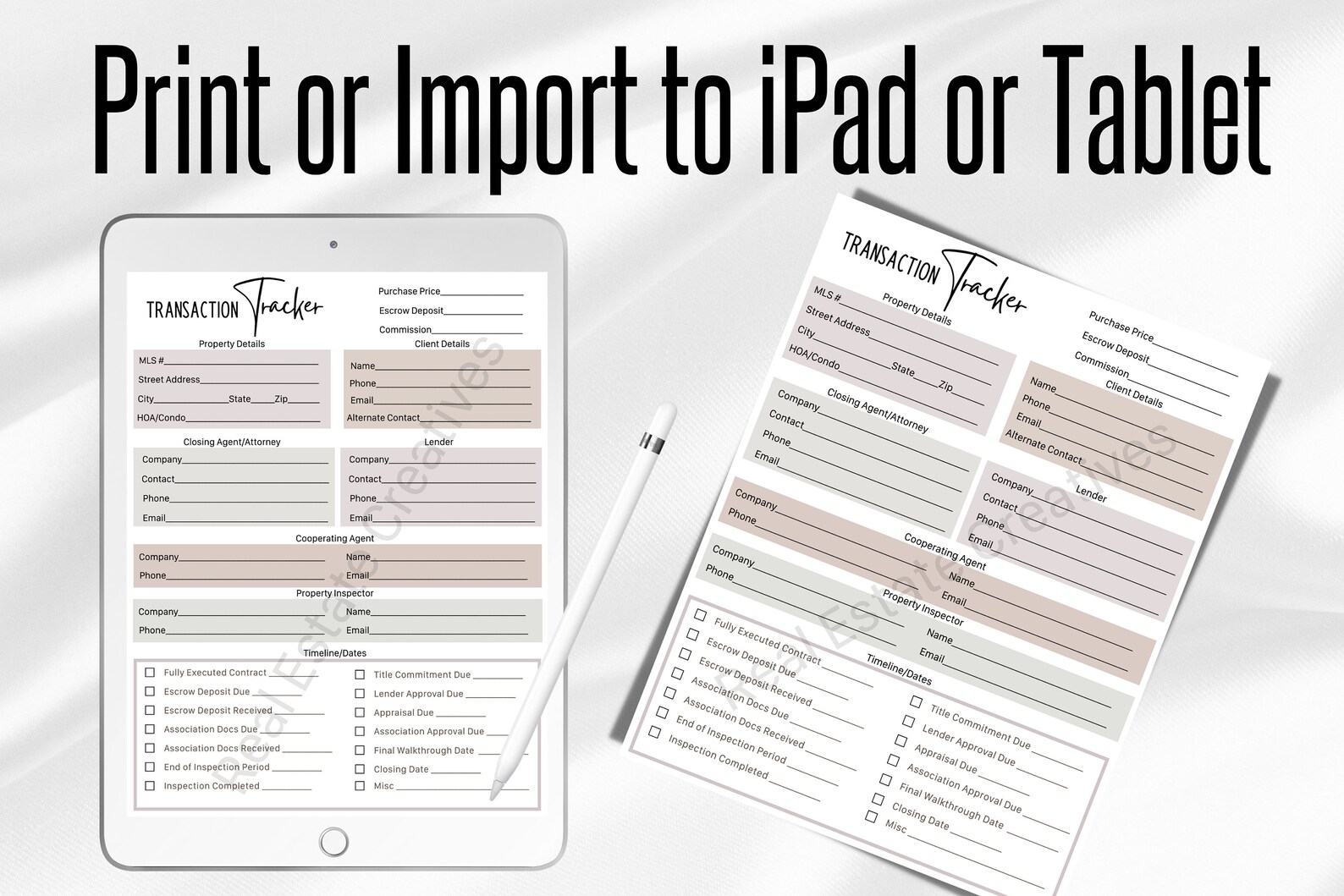Real Estate Transaction Timeline and Closed Sales Tracking Sheets ...
