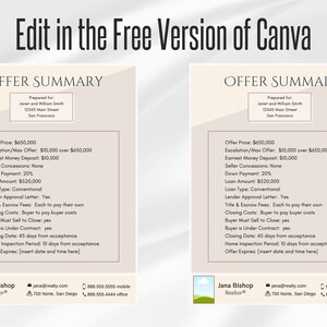 Real Estate Offer Cover Sheet, Real Estate Offer Summary, Purchase ...