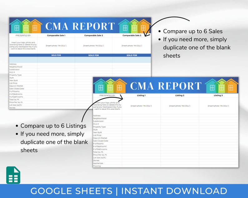 Real Estate CMA Spreadsheet, Comparative Market Analysis, Realtor CMA ...