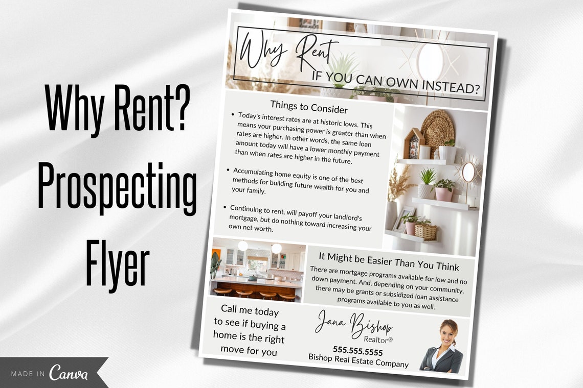 Real Estate Prospecting Flyer Why Rent Real Estate Marketing | Etsy