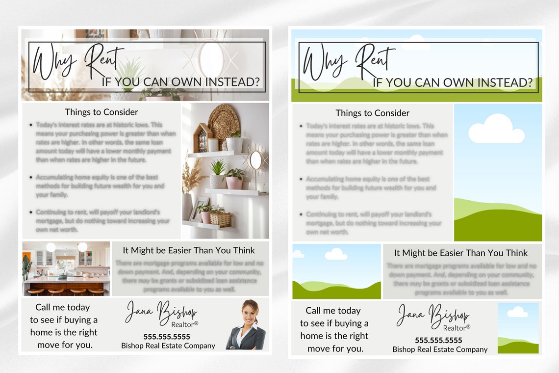 Real Estate Prospecting Flyer Why Rent, Real Estate Marketing, Modern ...