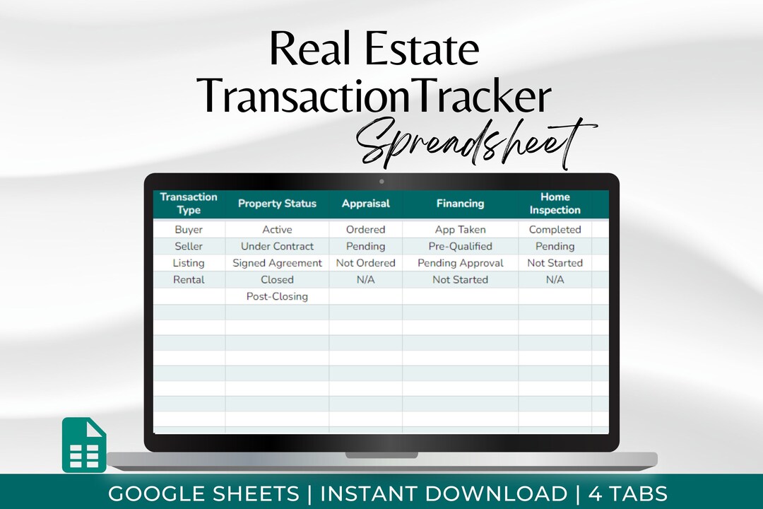 Real Estate Transaction Tracking Spreadsheet, Transaction Timeline ...
