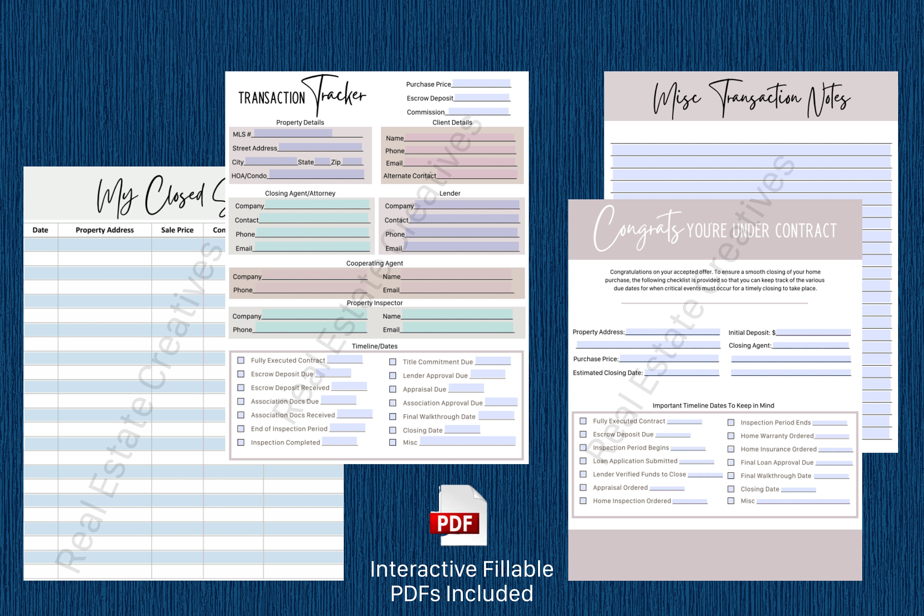 Real Estate Transaction Timeline and Closed Sales Tracking Sheets ...