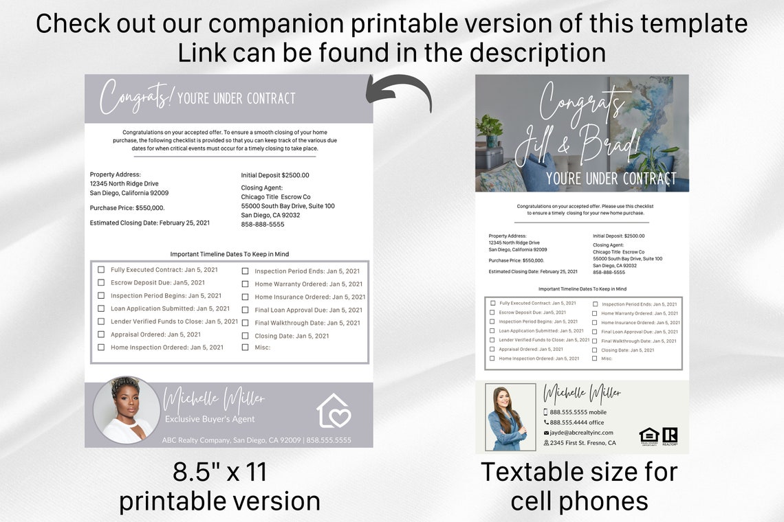 Real Estate Under Contract Closing Checklist Real Estate - Etsy