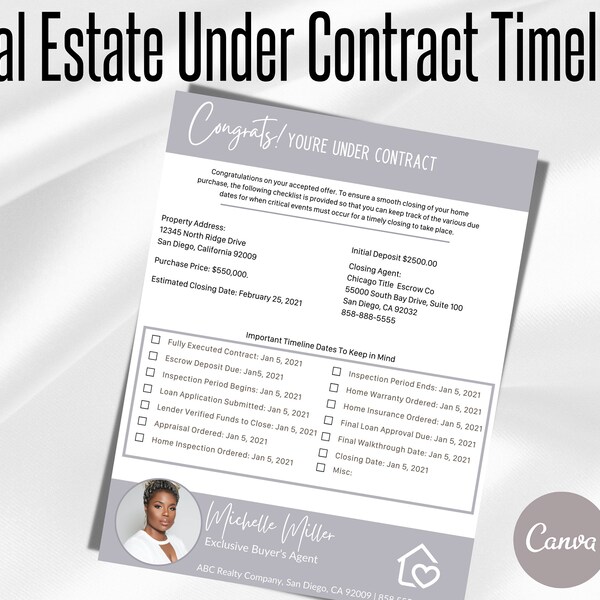 Under Contract Important Dates - Etsy