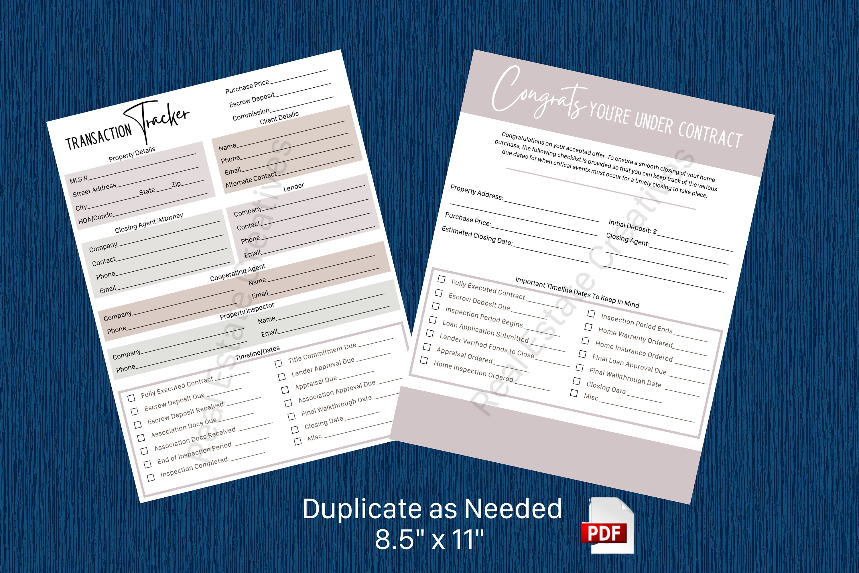 Real Estate Transaction Timeline and Closed Sales Tracking Sheets ...