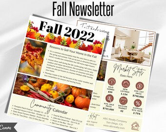 Real Estate Fall Newsletter Template, Realtor Newsletter, Real Estate ...
