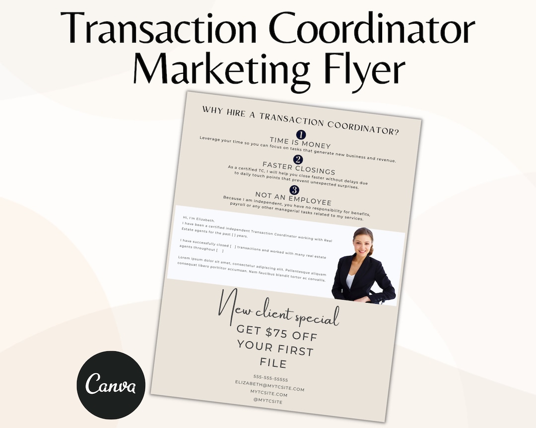 Transaction Coordinator Email Flyer Template, Real Estate Transaction ...
