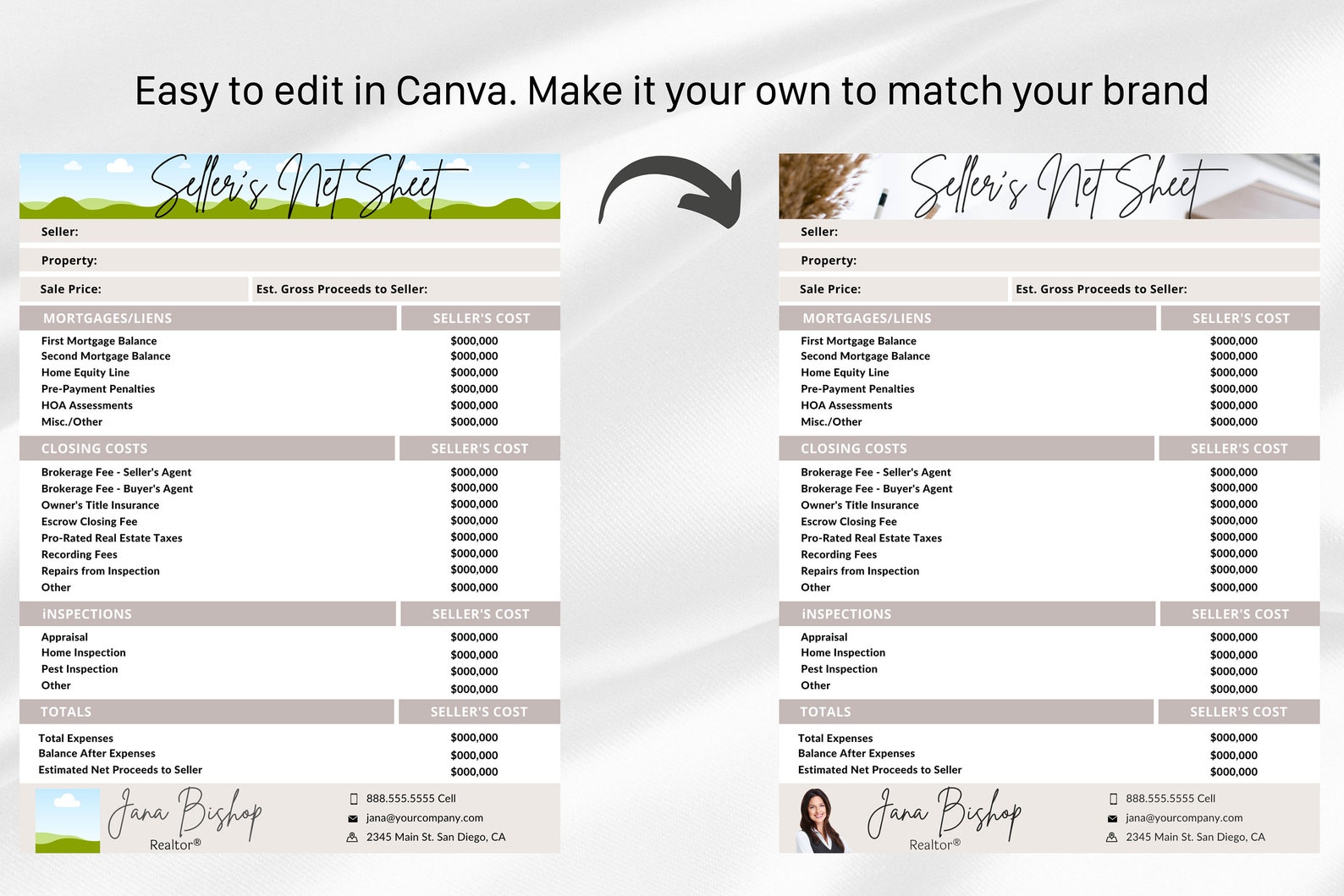 Sellers Net Sheet, Real Estate Sellers Estimated Net Proceeds, Home ...