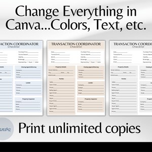 Transaction Coordinator Checklist, Transaction Coordinator Printable ...