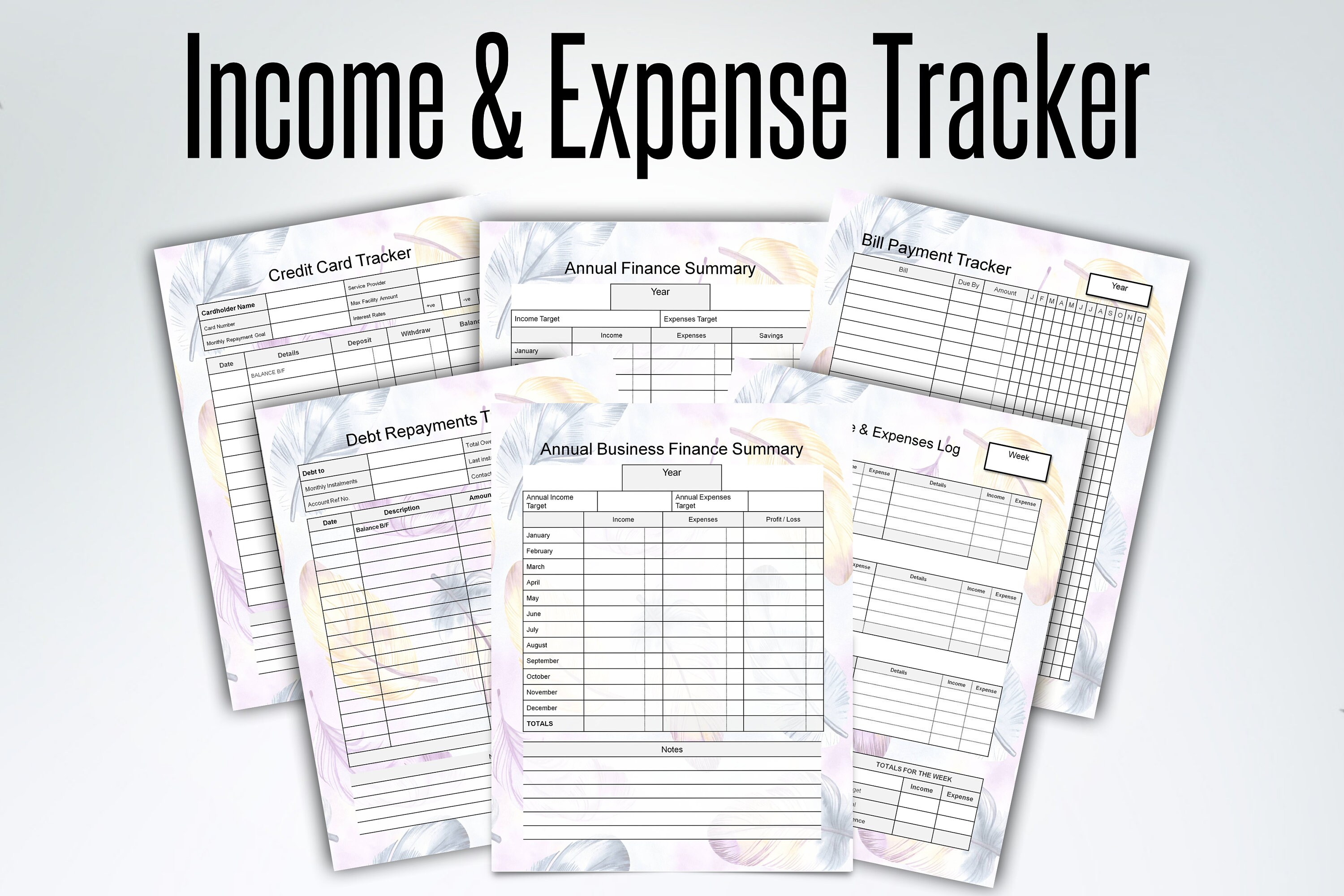 Business Budget Bookkeeping Printable Template, Business Expense ...