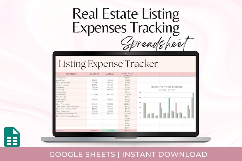 Real Estate Listing Expenses Tracking Spreadsheet, Real Estate ...