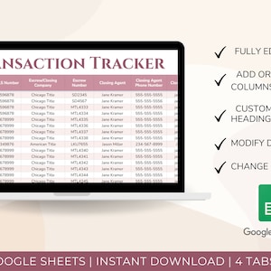 Real Estate Transaction Coordinator Spreadsheet, Transaction ...
