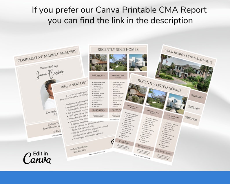 Real Estate CMA Spreadsheet, Comparative Market Analysis, Realtor CMA ...