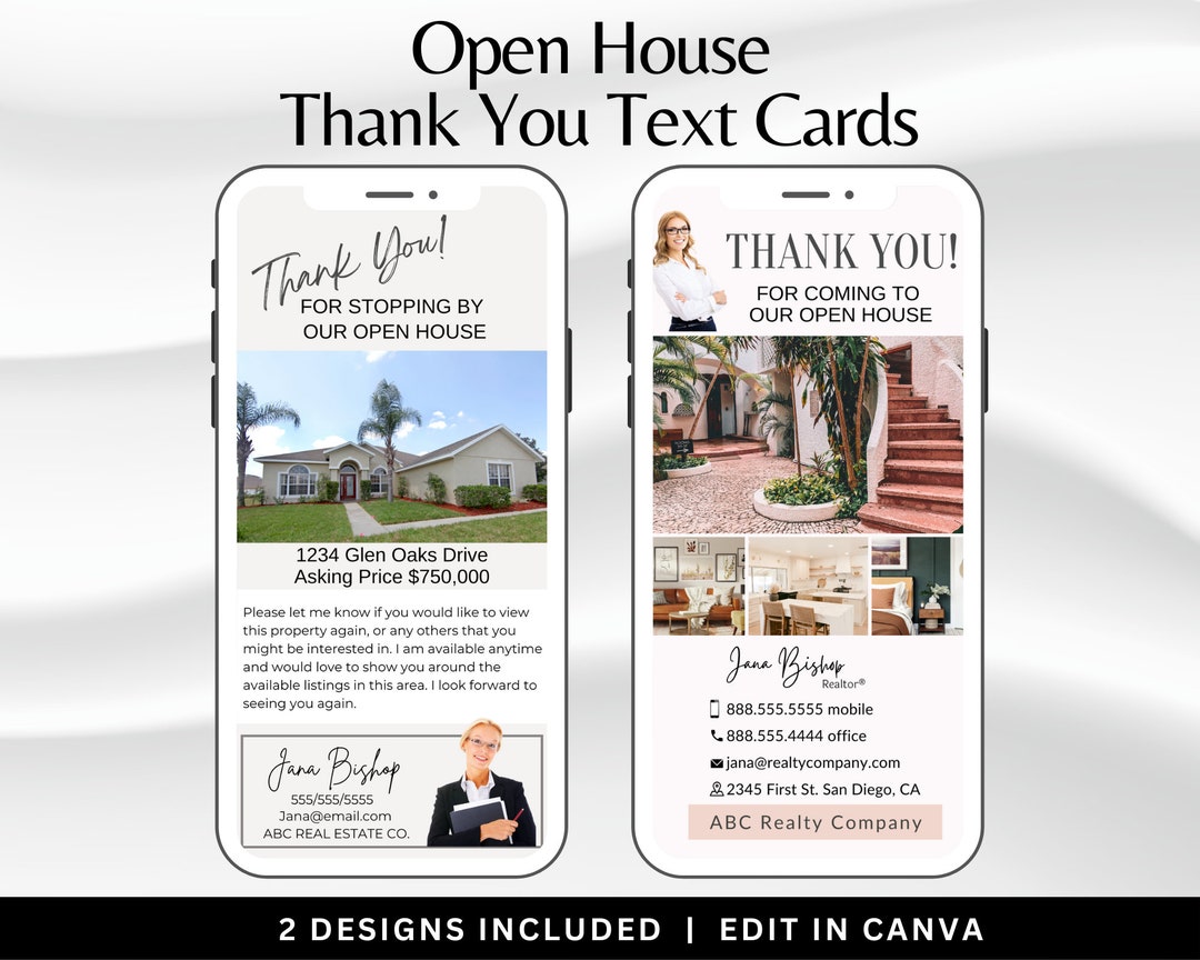 Textable Open House Thank You Cards, Realtor Open House Thank You Text ...