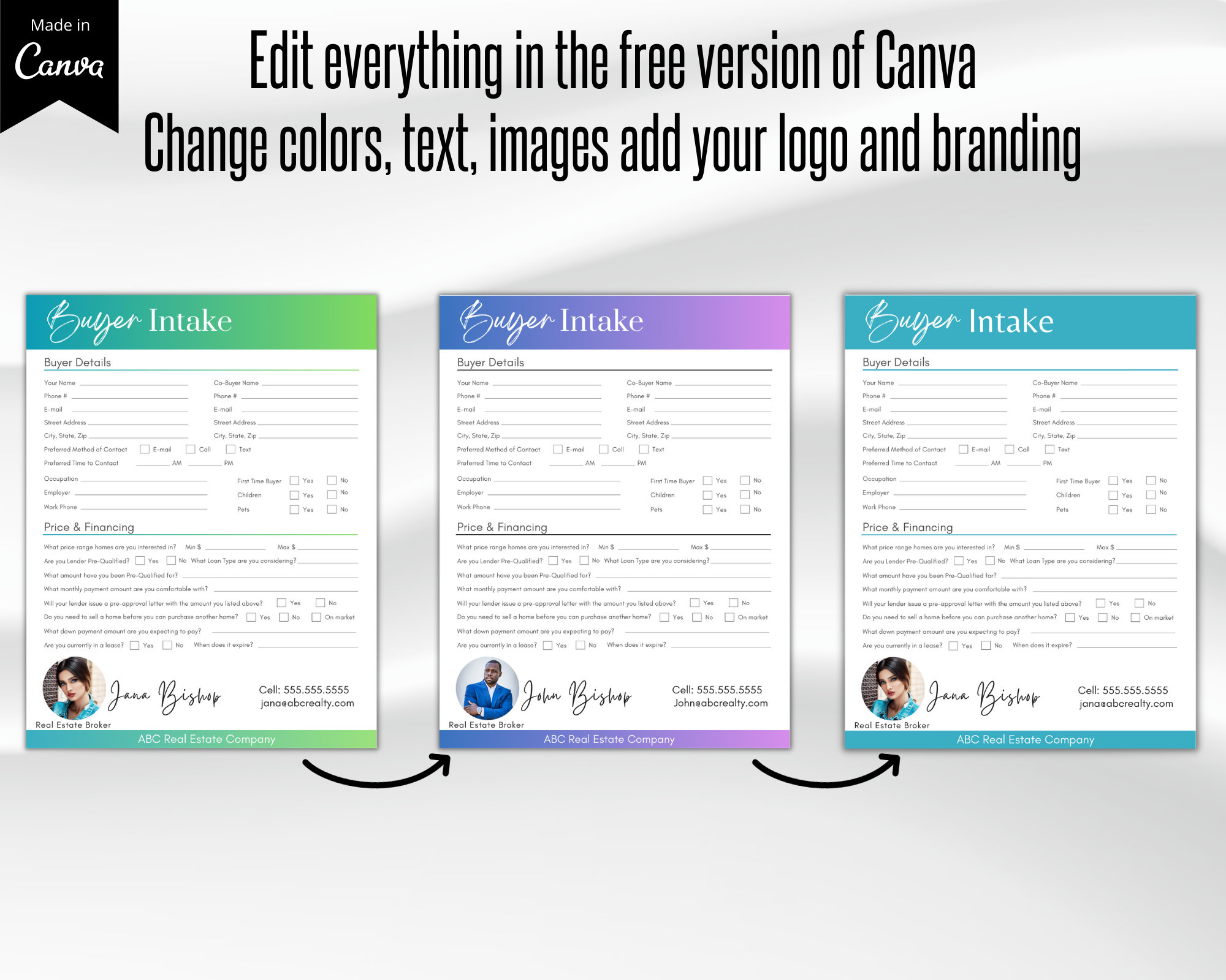 Buyer & Seller Intake Form for Realtor, Client Information Real Estate ...