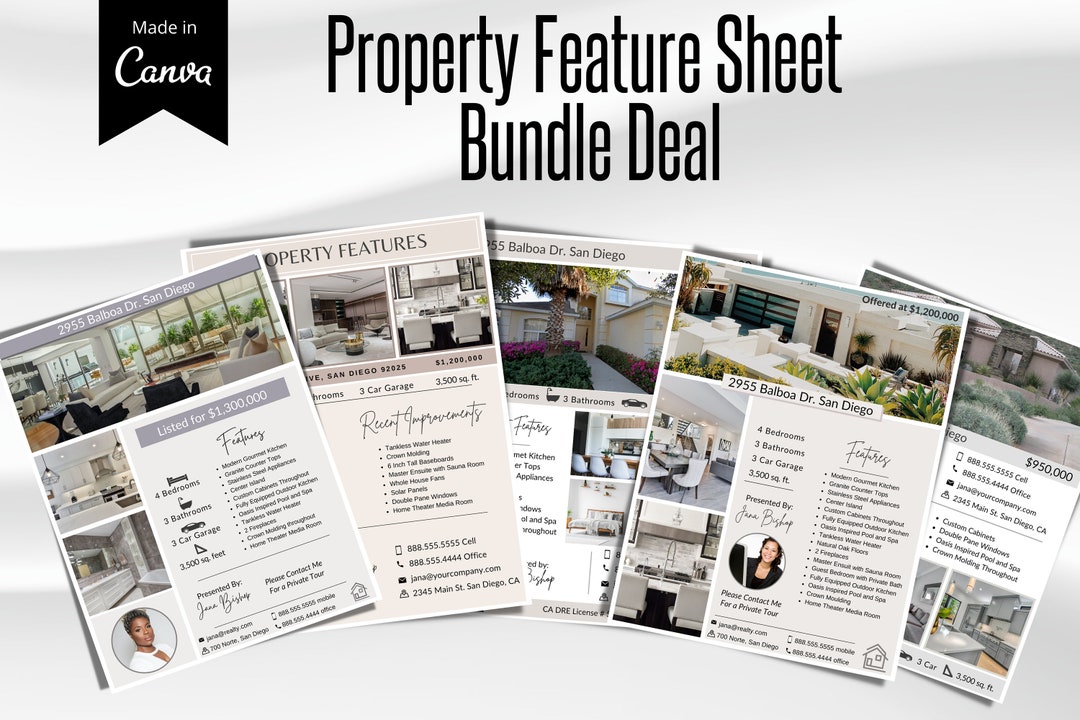 Real Estate Home Feature Sheet Bundle, Property Feature Flyer, Real ...