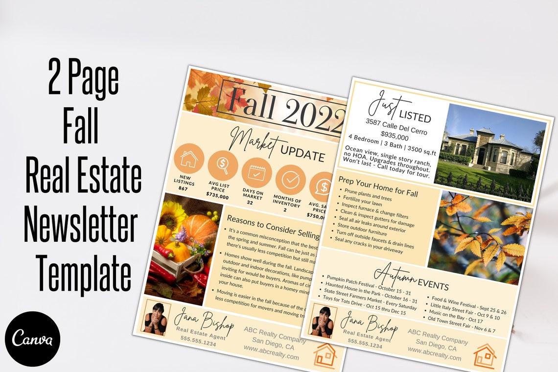 Real Estate Fall Newsletter Template, Realtor Newsletter, Real Estate ...