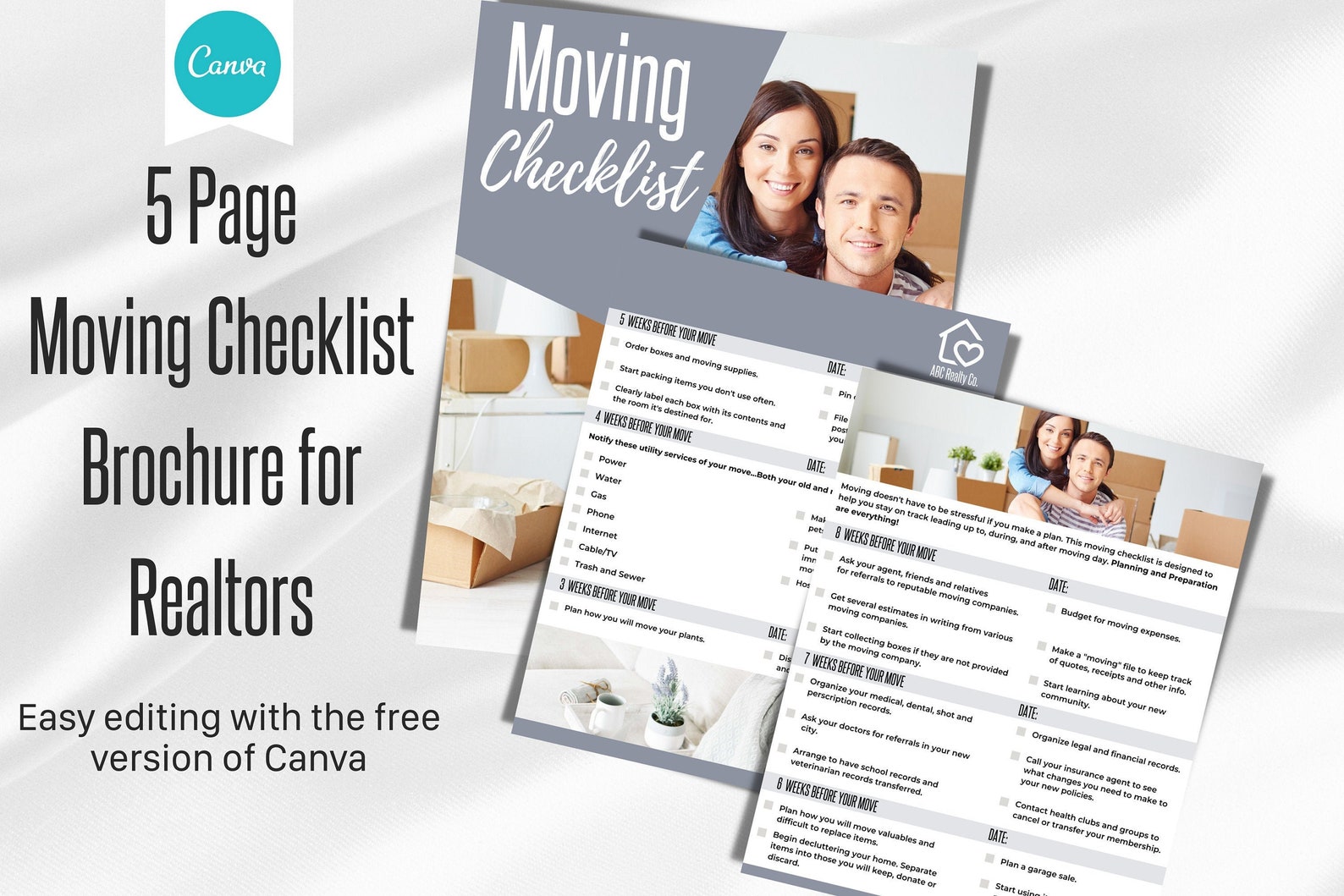 Moving Guide Checklist, Real Estate Agent Canva Template Checklist ...