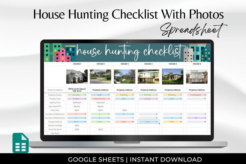 House Hunting Checklist With Pics House Hunting Schedule - Etsy Canada