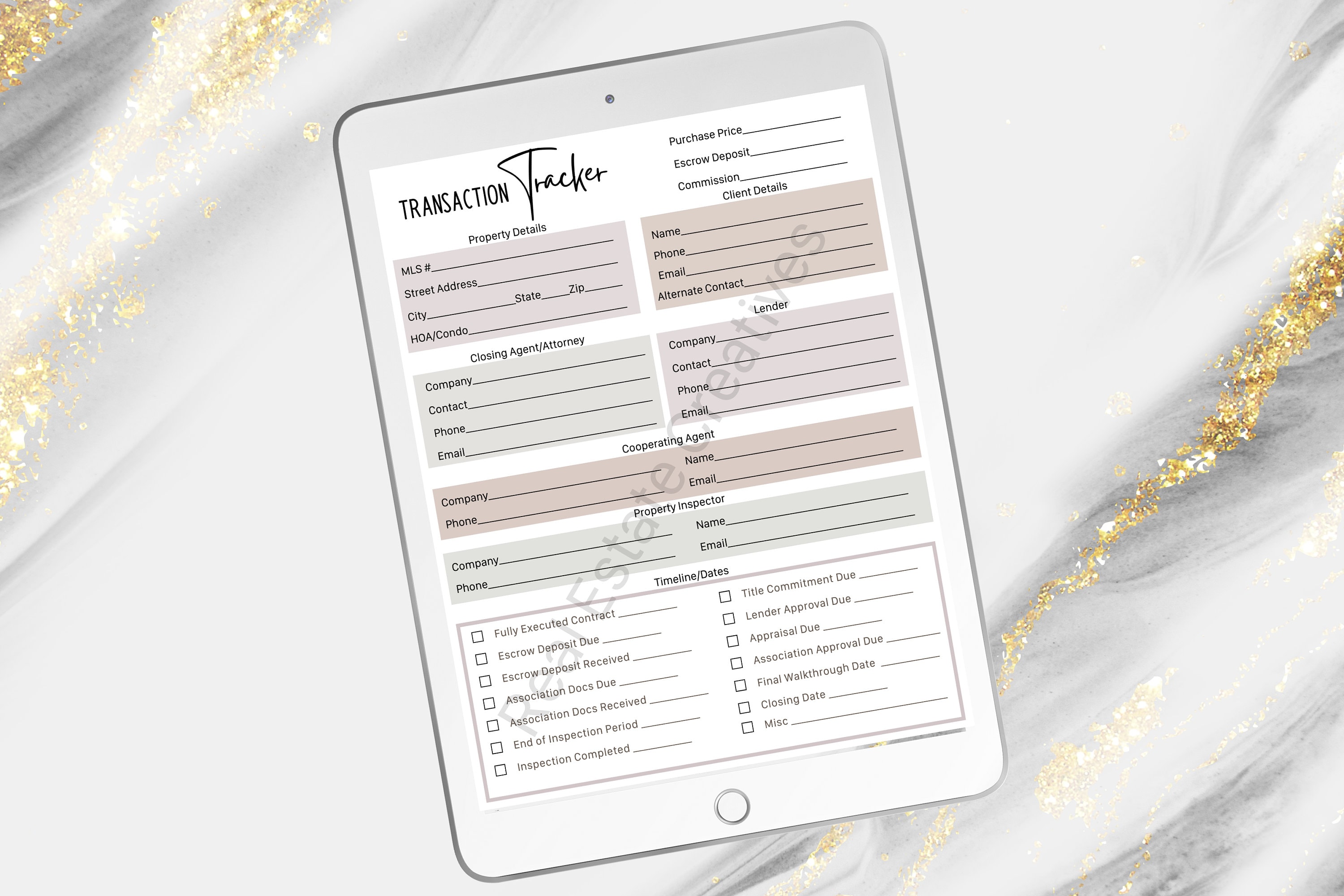 Real Estate Transaction Timeline and Closed Sales Tracking Sheets ...